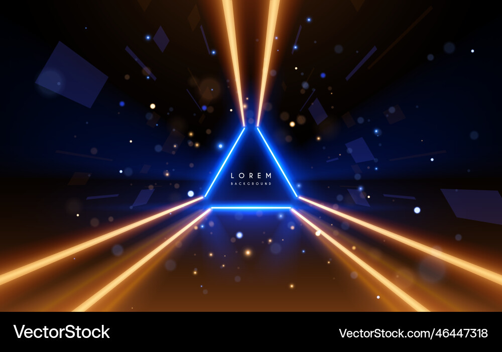 Abstract neon light triangle frame background Vector Image