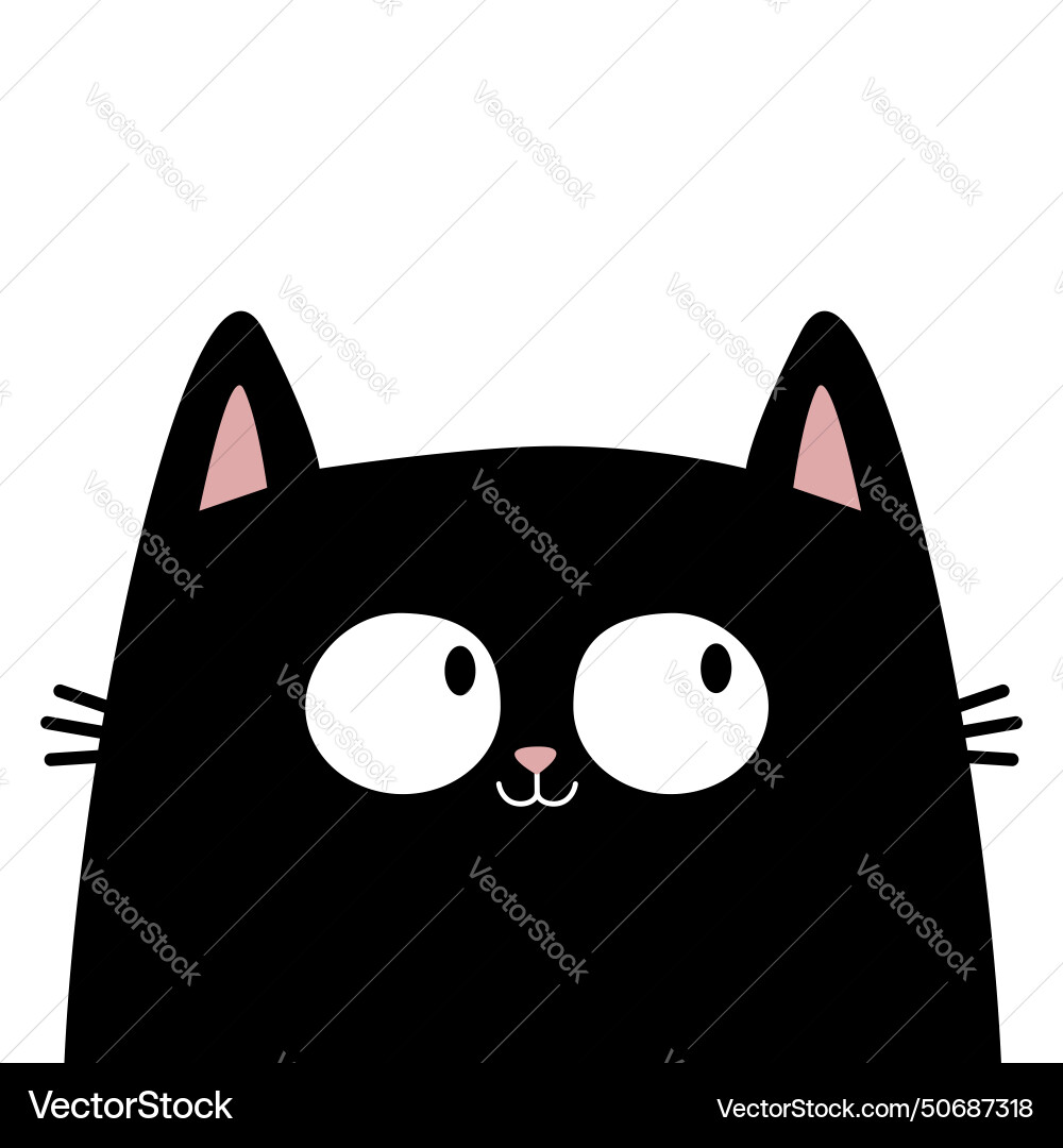 Black surprised cat kitten kitty icon big eyes Vector Image