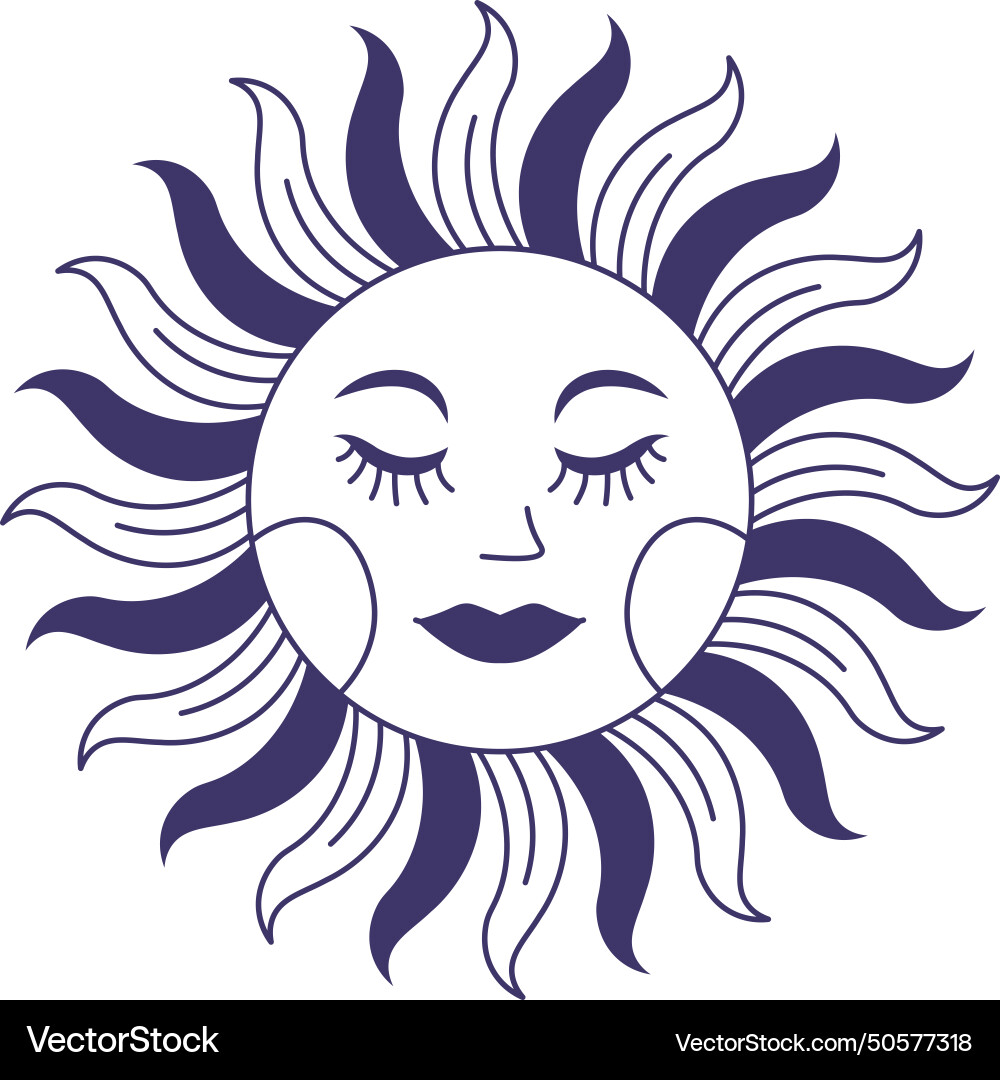Celestial luminary with rays mystic peaceful sun Vector Image