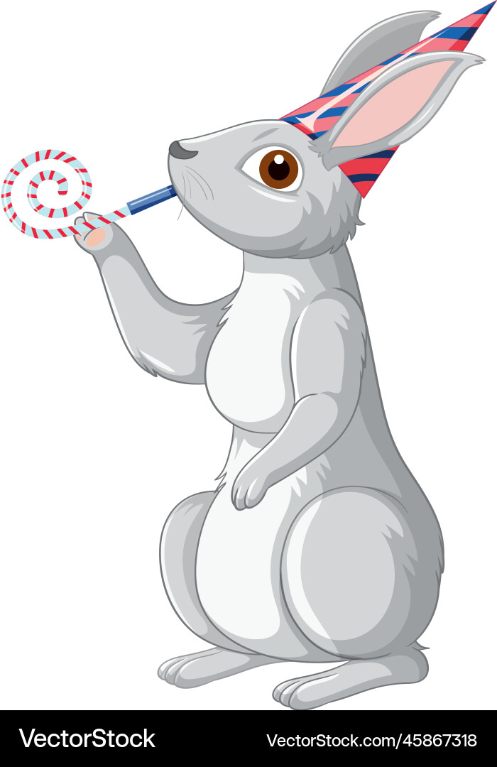 Cute grey rabbit cartoon character Royalty Free Vector Image