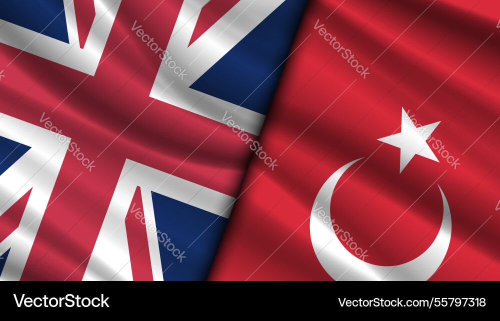 Flags great britain and turkey Royalty Free Vector Image