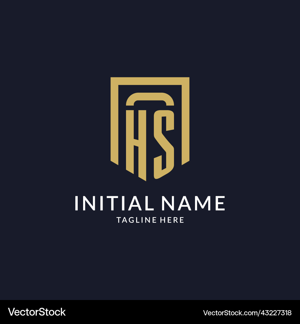 Hs logo initial with geometric shield shape Vector Image