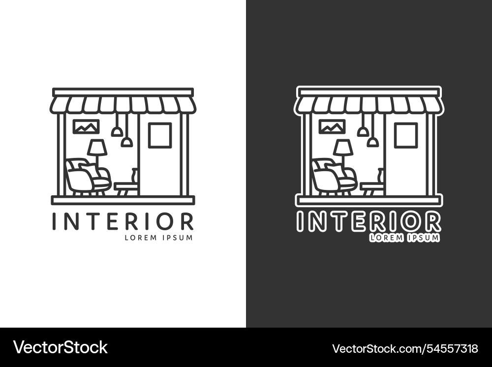 Minimalist line art interior design shop logo Vector Image