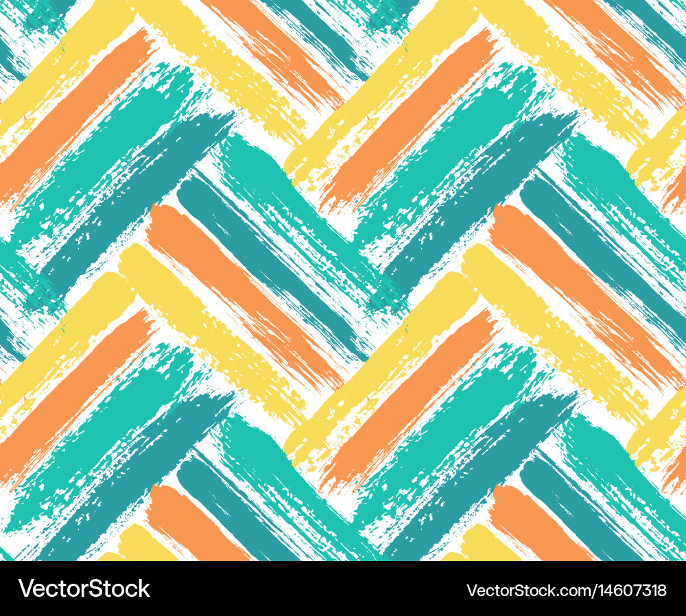 Painted chevron pattern blue yellow background Vector Image