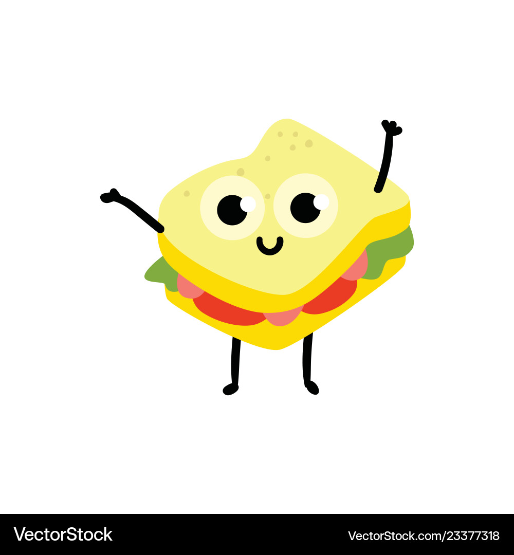 Sandwich cartoon character Royalty Free Vector Image