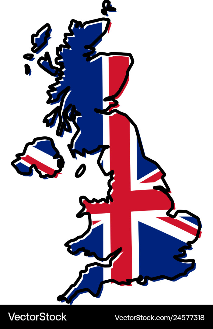 Simplified map united kingdom outline Royalty Free Vector