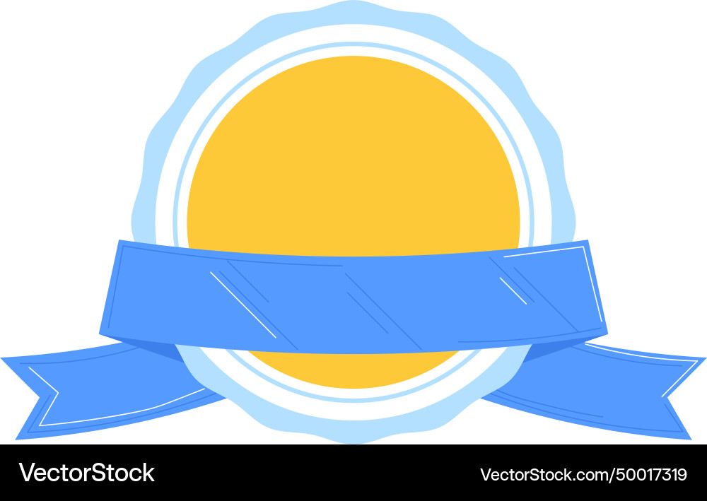 Blue and yellow blank award ribbon seal empty Vector Image