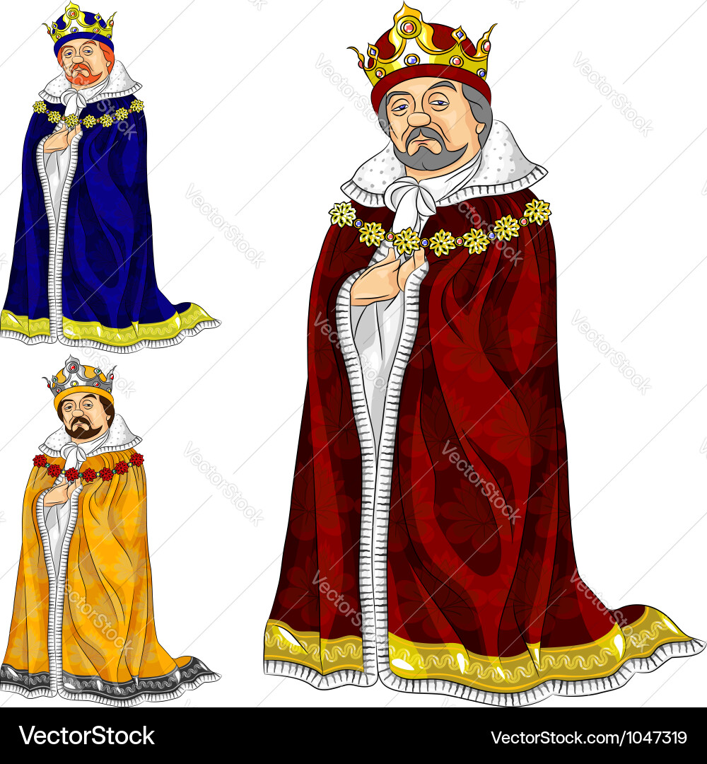 Cartoon king in three colors Royalty Free Vector Image