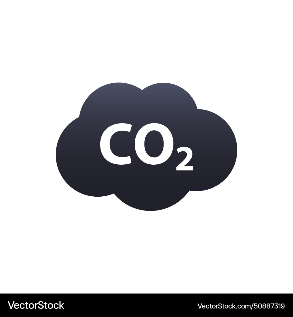 Co2 emissions icon and carbon gas cloud Royalty Free Vector