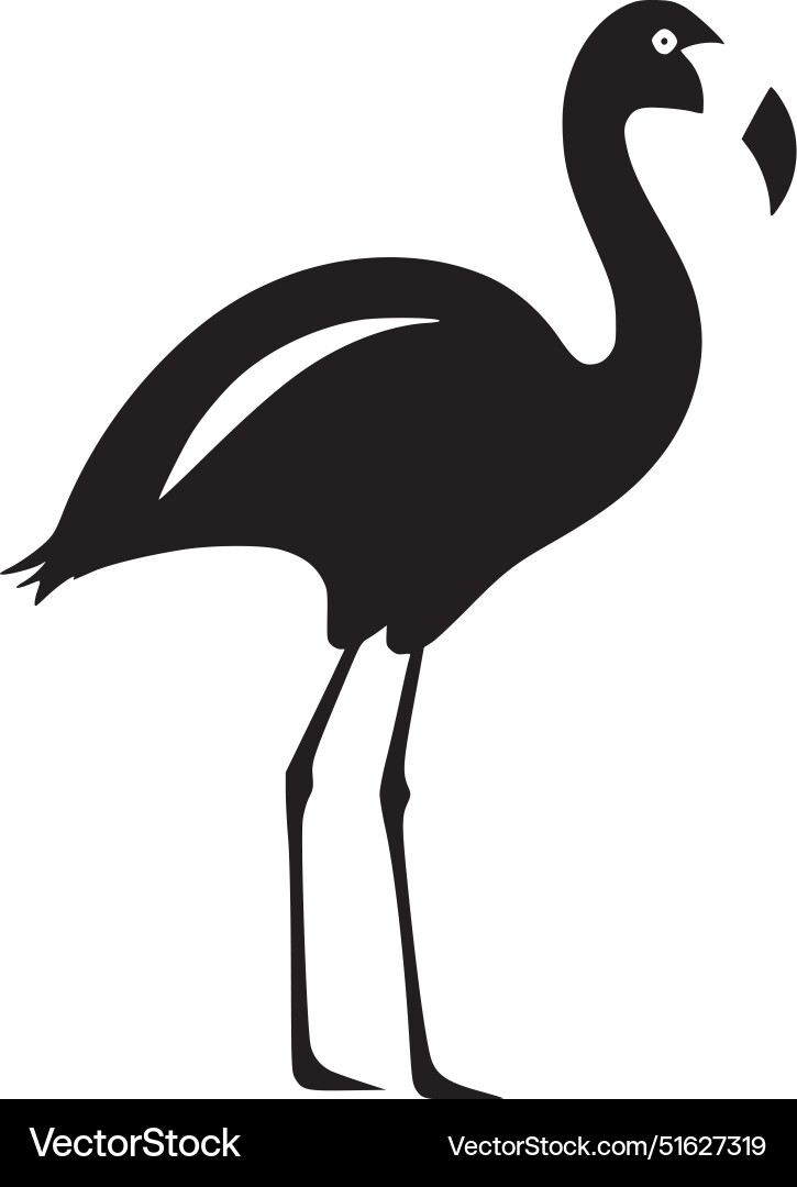 Flamingo - black and white isolated icon Vector Image