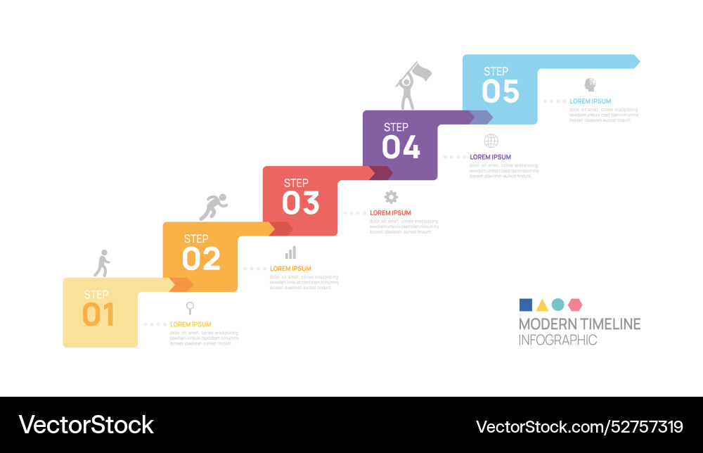 Ladder infographic connected arrow labels 5 steps Vector Image