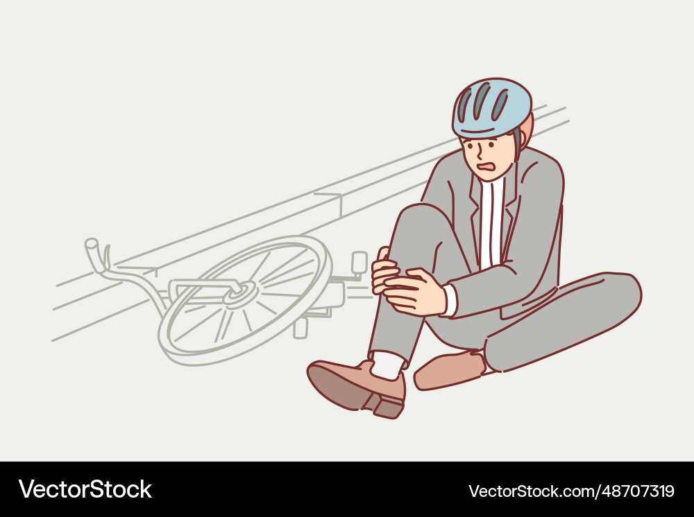 Man Injured After Bicycle Fall Royalty Free Vector Image