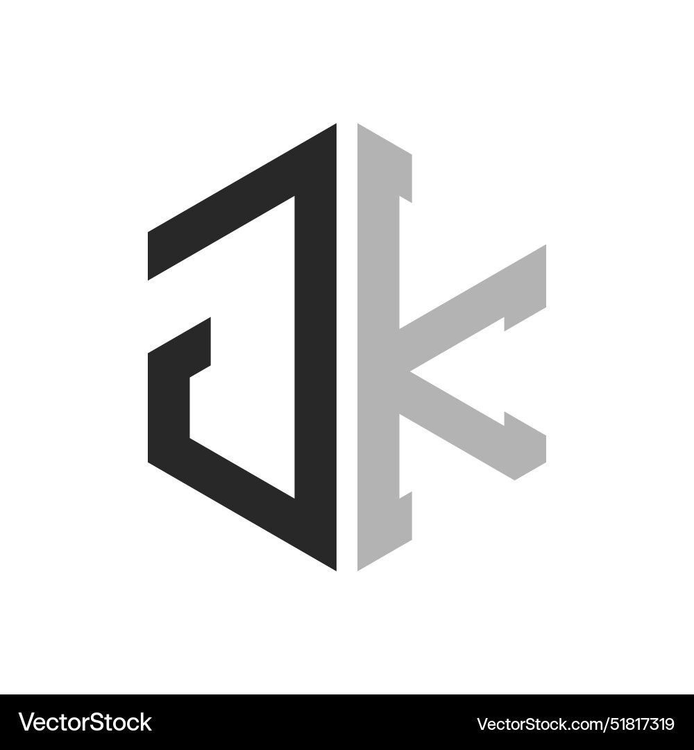 Modern unique hexagon letter jk logo design Vector Image