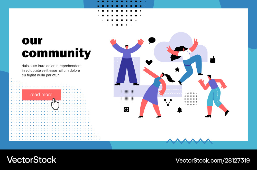 Our community website landing page Royalty Free Vector Image
