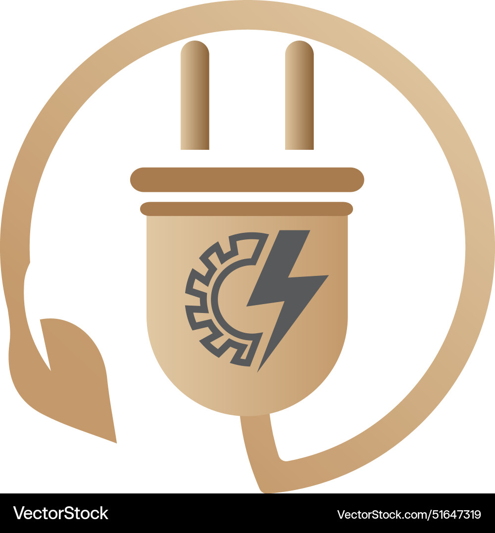 Plug logo design electric setting Royalty Free Vector Image