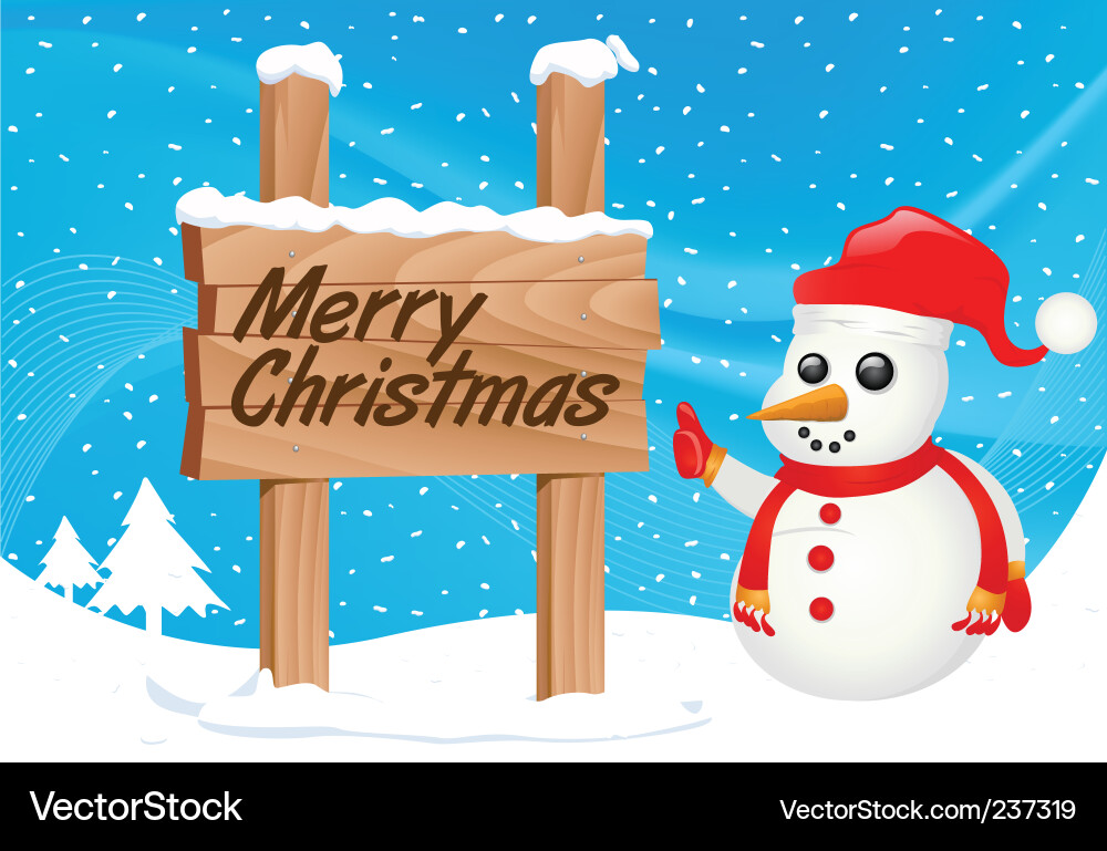 Snowman and sign Royalty Free Vector Image - VectorStock