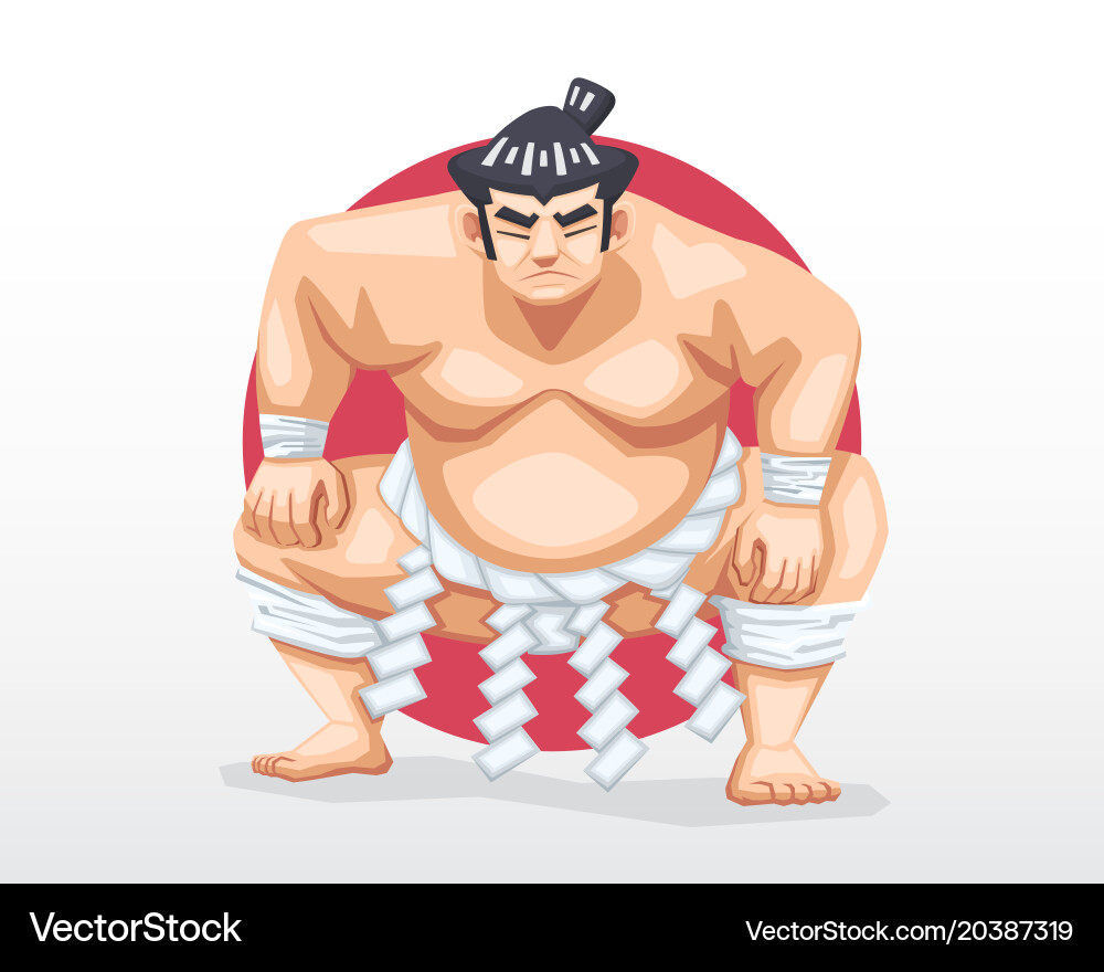 Sumo standing in crouch stance Royalty Free Vector Image
