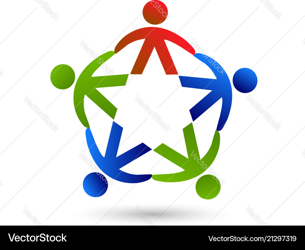 Teamwork group people unity and peace logo Vector Image