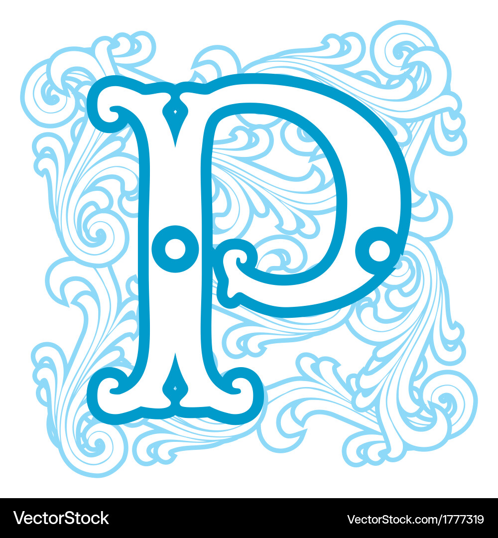 Winter vintage letter p Royalty Free Vector Image