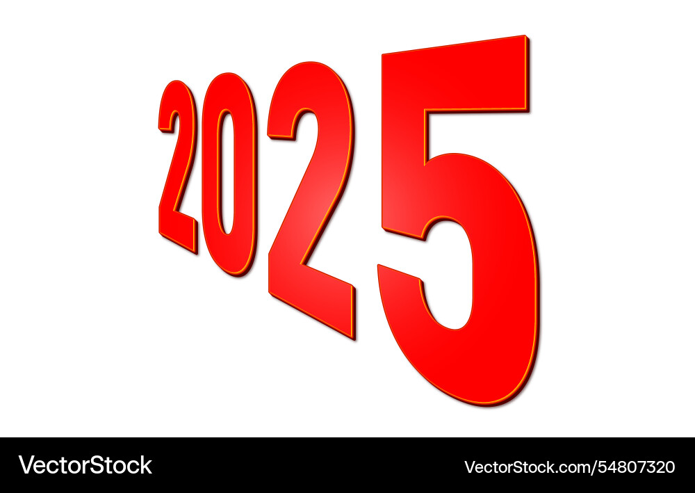 2025 happy new year red realistic decoration Vector Image