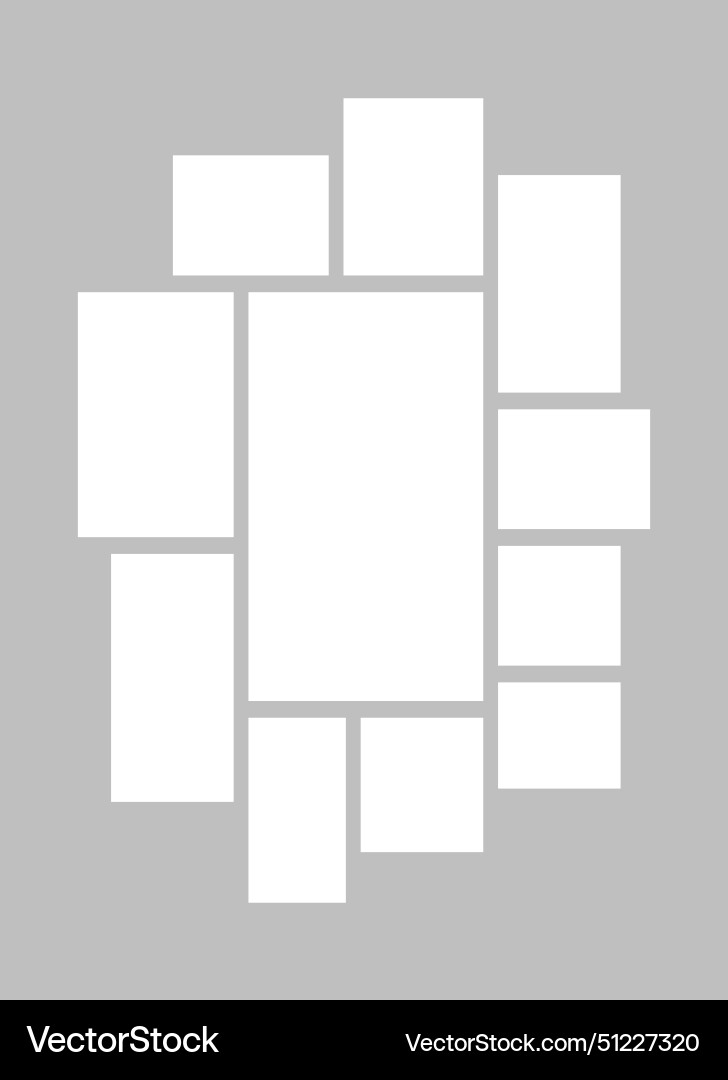 Empty collage eleven frames photos images Vector Image