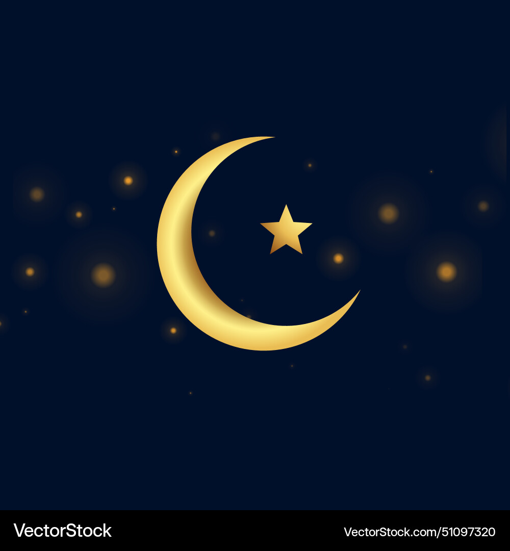 Golden islamic crescent symbol background Vector Image
