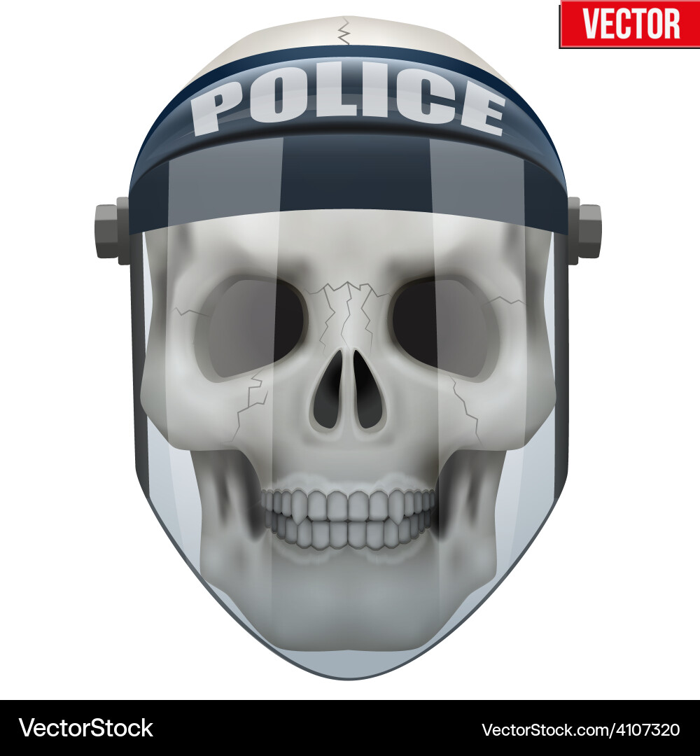 Human skull with police protect mask Royalty Free Vector