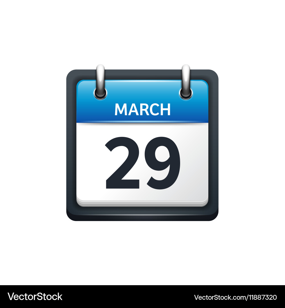 March 29 calendar icon flat Royalty Free Vector Image