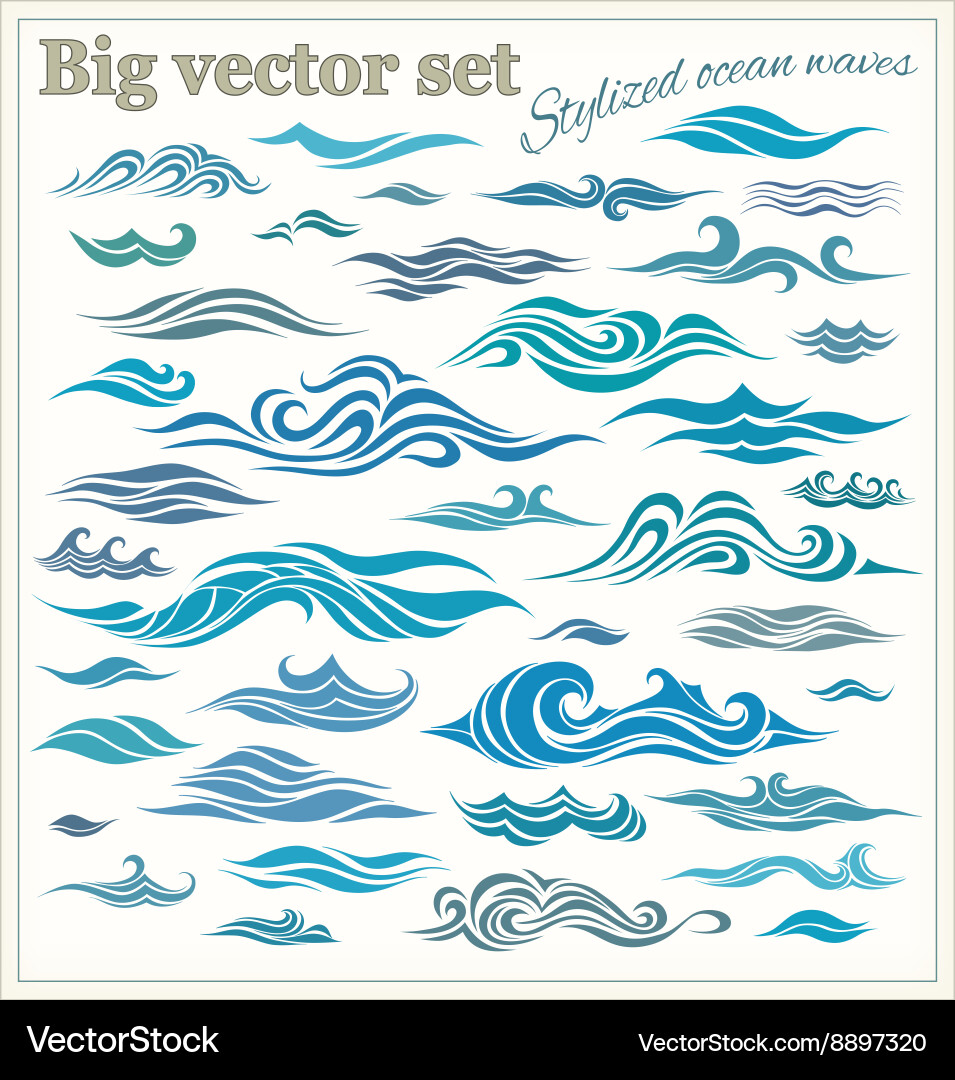 Ocean Wave Elements Royalty Free Vector Image - VectorStock