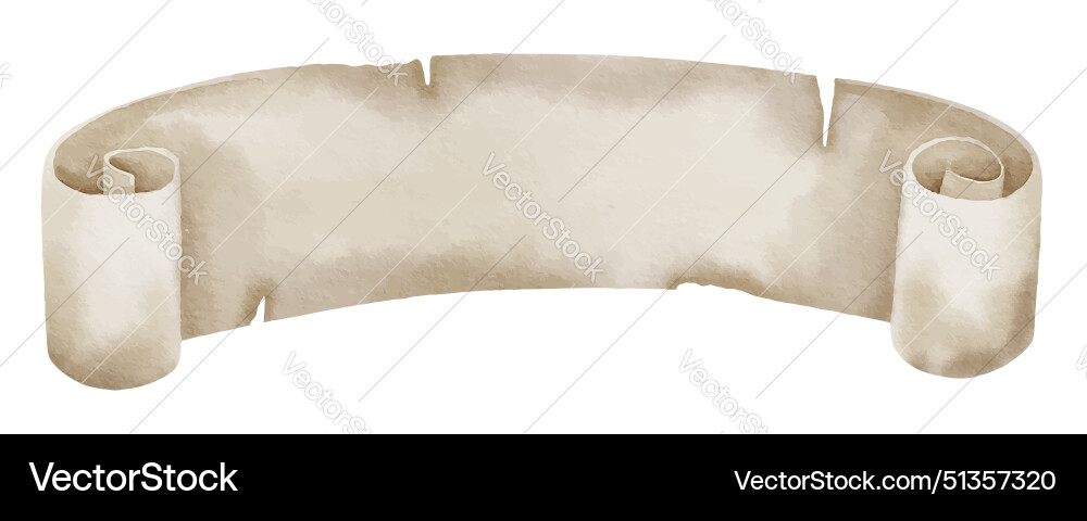Watercolor ancient papyrus ribbon hand drawn Vector Image