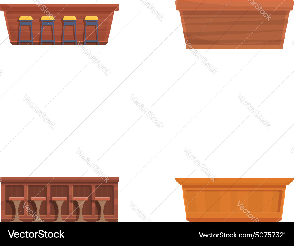 Bar counter icons set cartoon different Royalty Free Vector