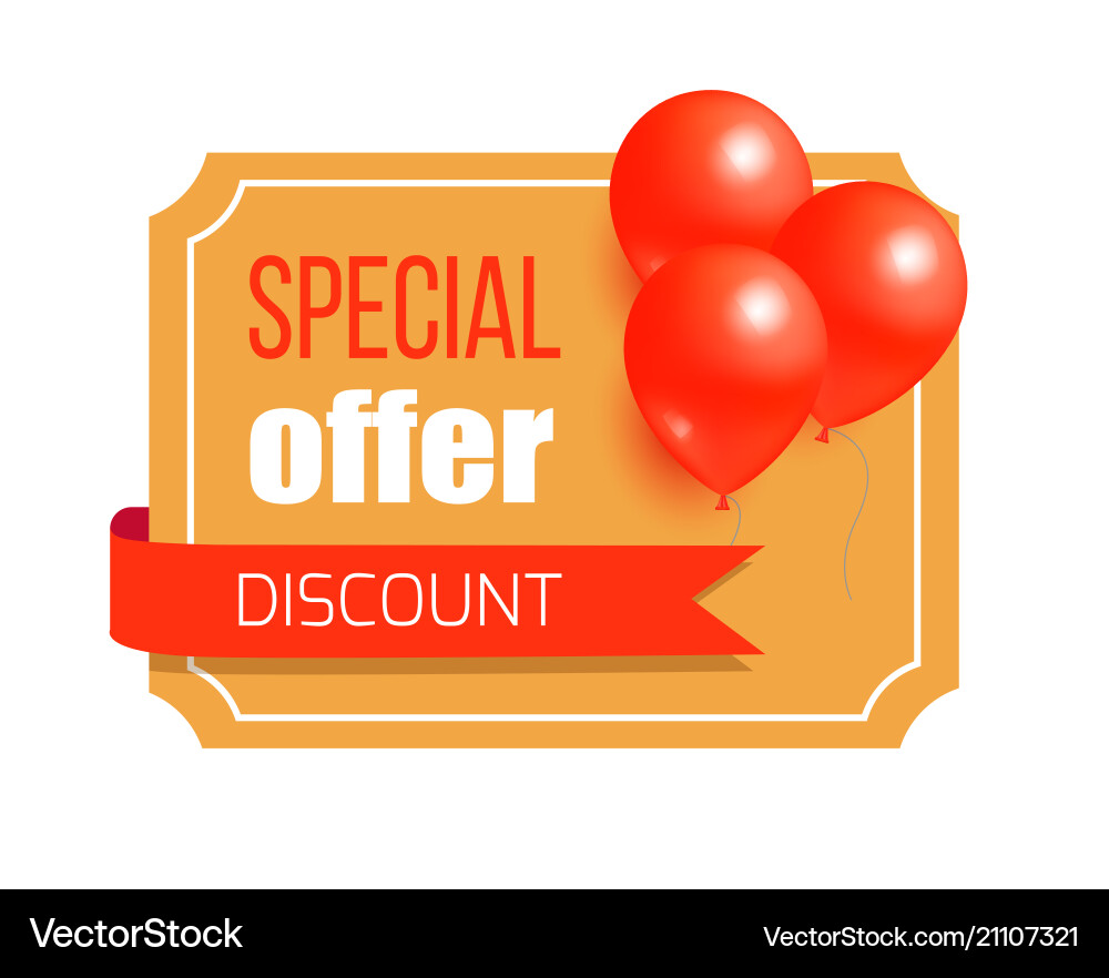 Discount special offer card design balloons label Vector Image