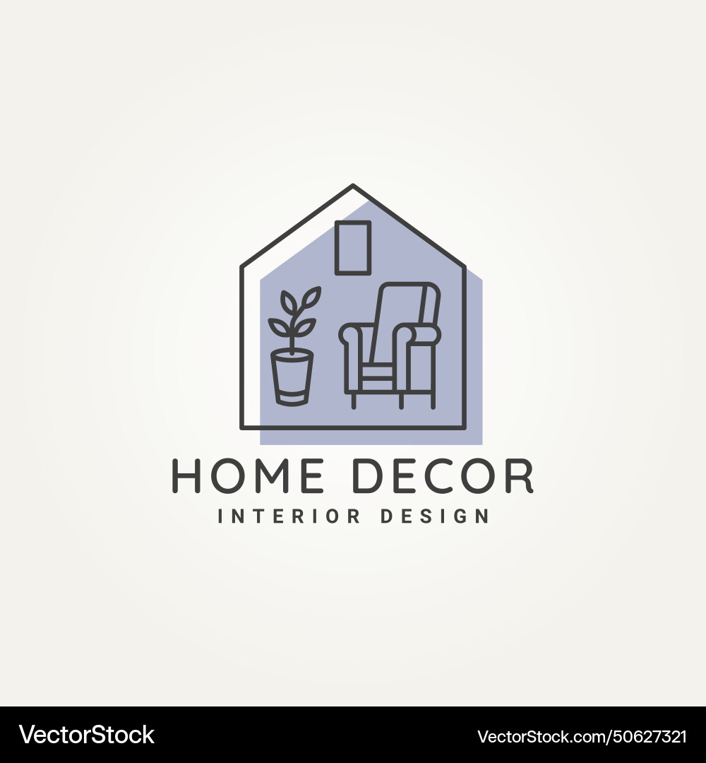 Home decor interior design line art logo Vector Image