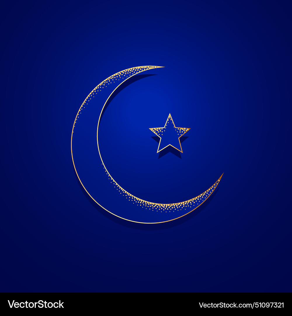 Line style golden crescent symbol for islamic Vector Image