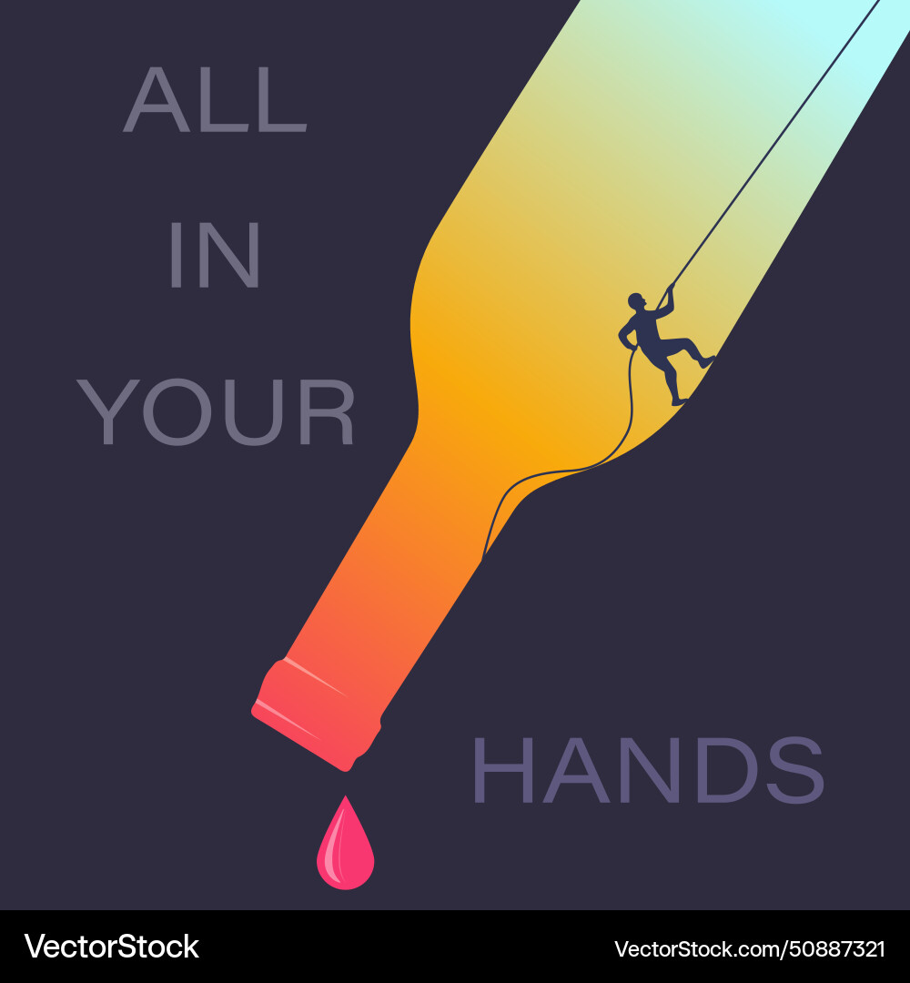 Man climbs out of the abyss Royalty Free Vector Image