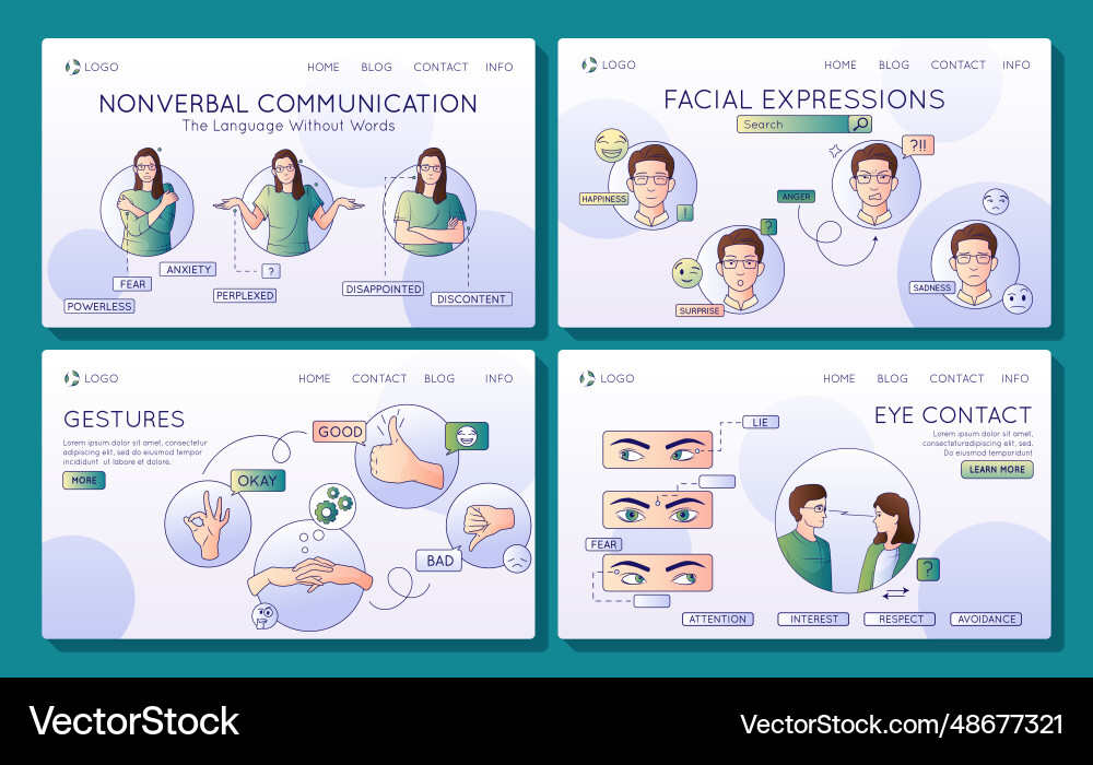 Nonverbal communication landing pages Royalty Free Vector