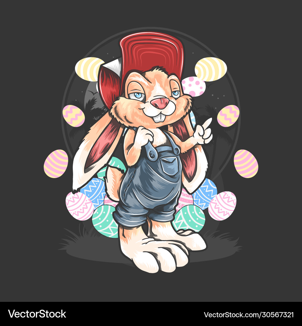 Rabbit cartoon and easter egg Royalty Free Vector Image