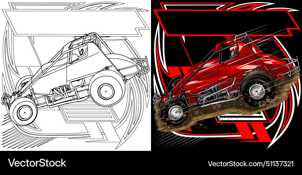 Red drag racing car with black strip Royalty Free Vector