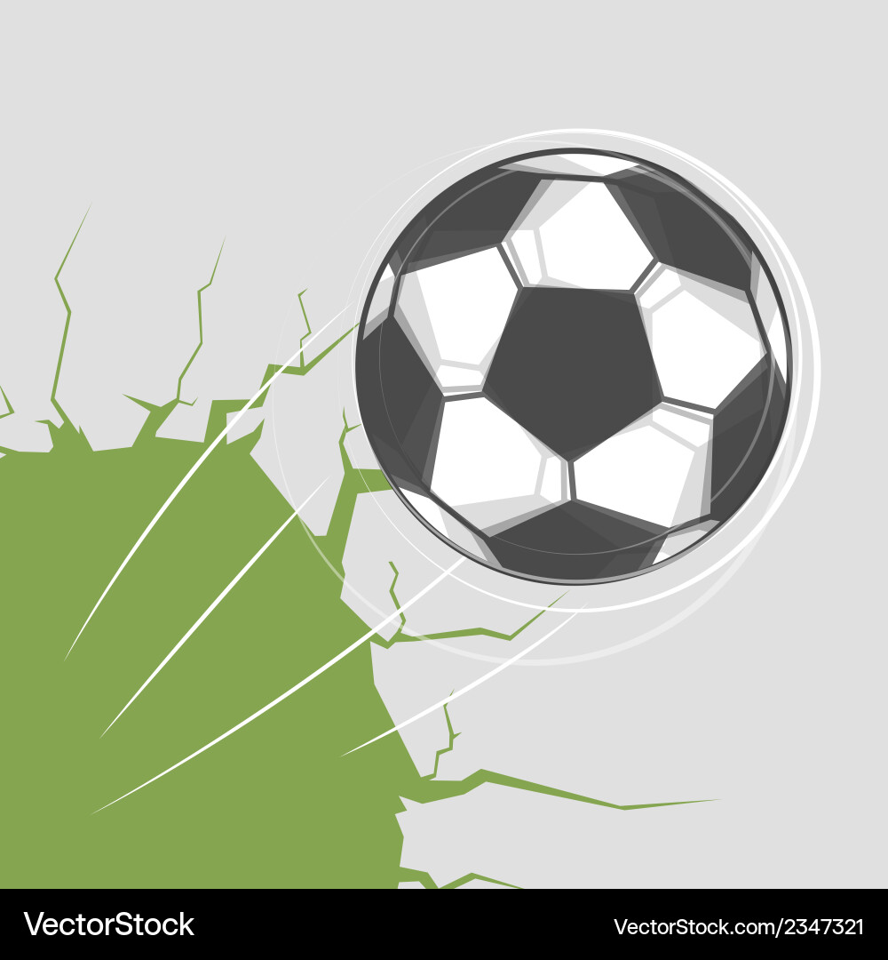Soccer ball goes through the wall Royalty Free Vector Image