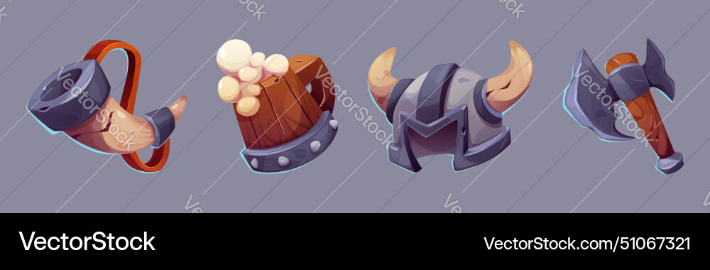 Viking Game Icons Set Cartoon Royalty Free Vector Image