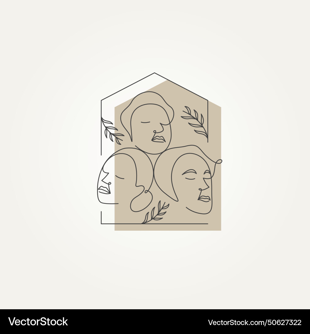 Abstract face one line drawing icon logo design Vector Image