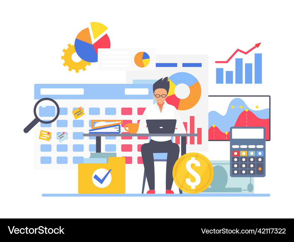 Accounting manager making financial audit analysis
