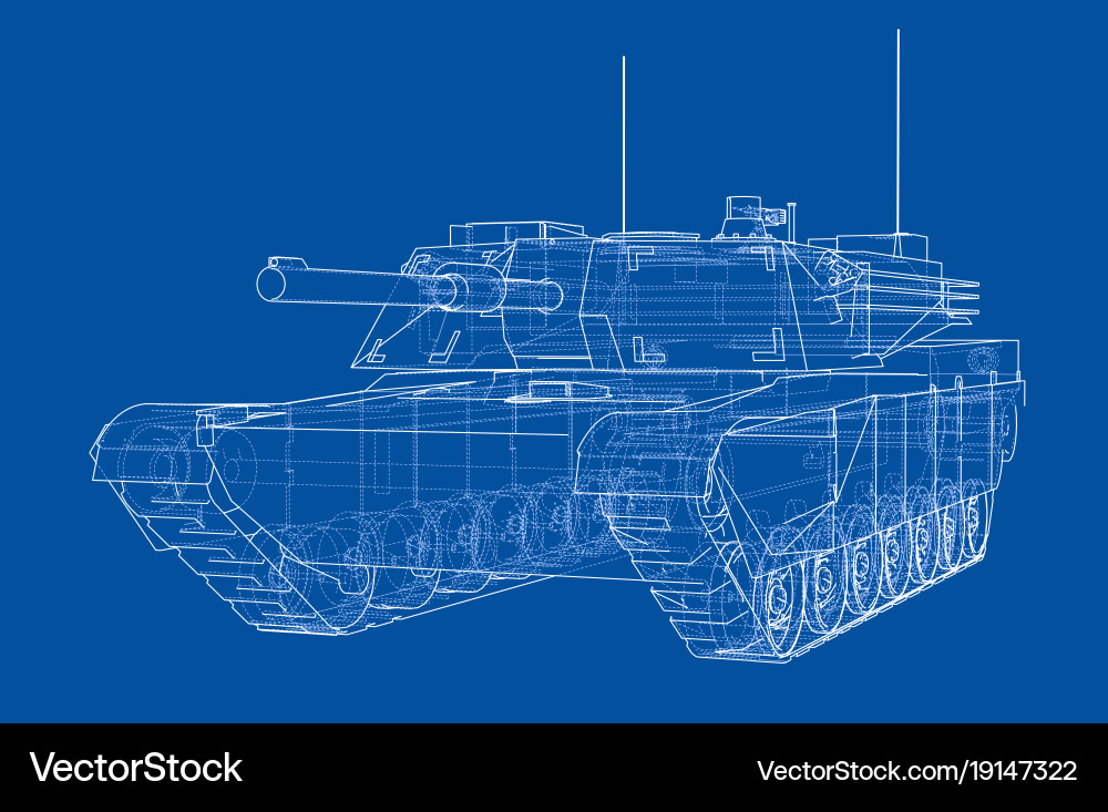 Blueprint of realistic tank Royalty Free Vector Image