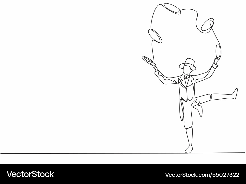 Single continuous line drawing male juggler Vector Image