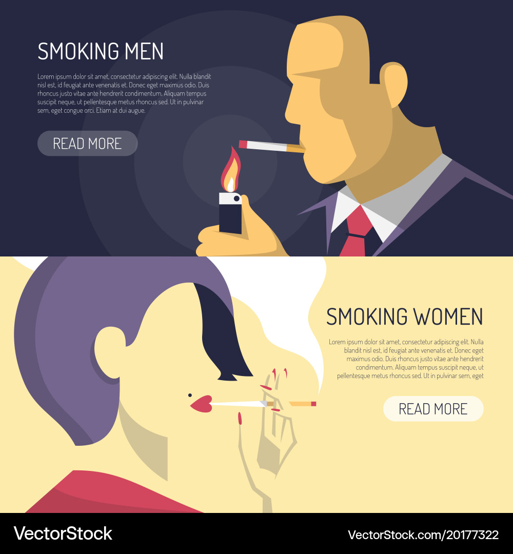 Smoking Men & Women Banners Royalty Free Vector Image