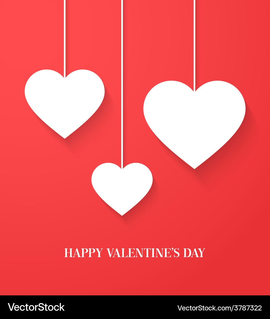 Valentines day card with hanging hearts Royalty Free Vector