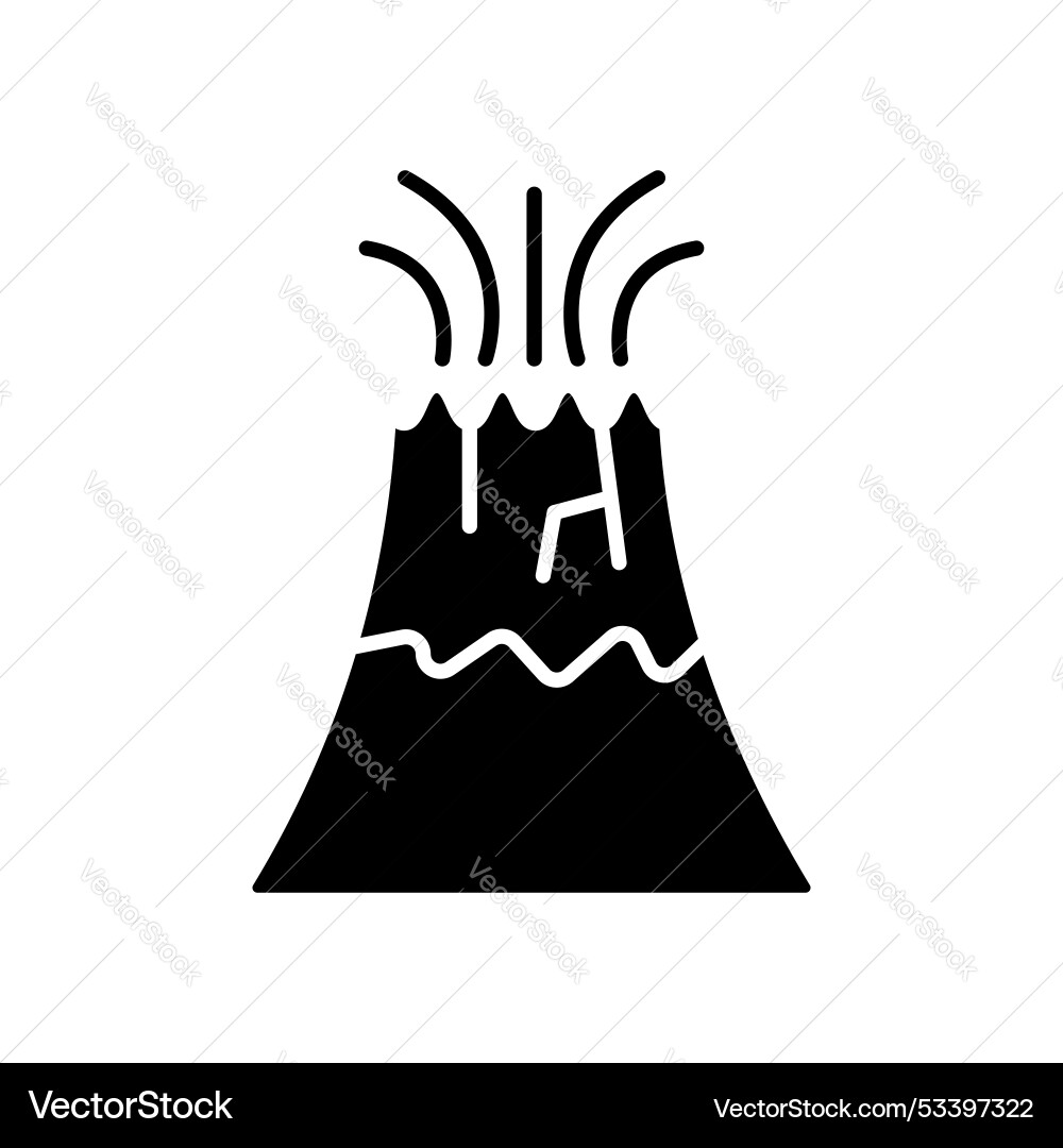 Volcano line icon isolated on white background Vector Image