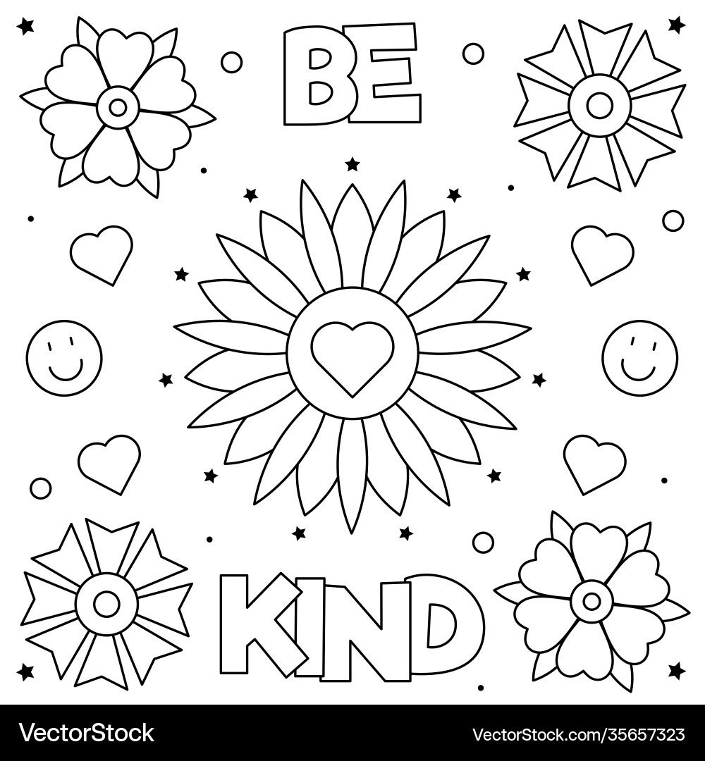 Be kind coloring page Royalty Free Vector Image