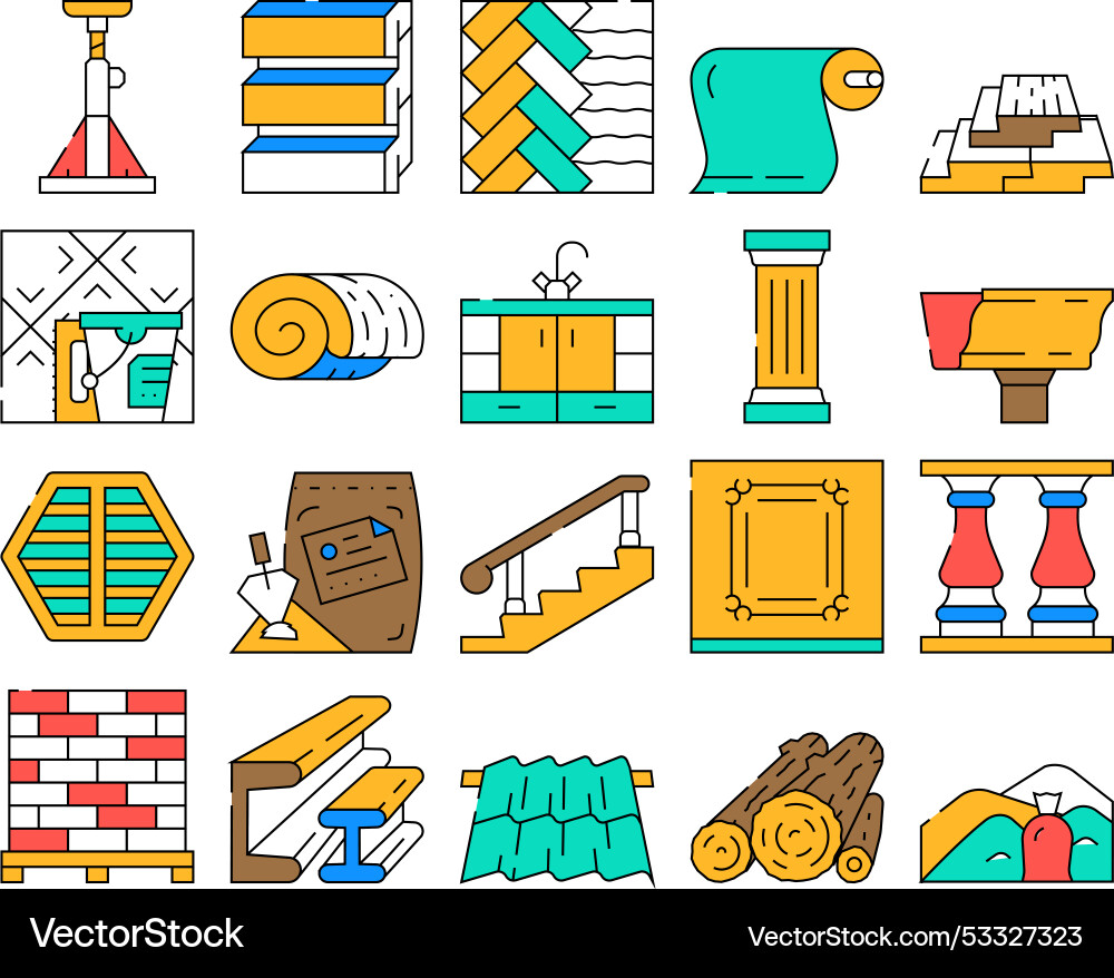 Building materials and supplies icons set Vector Image