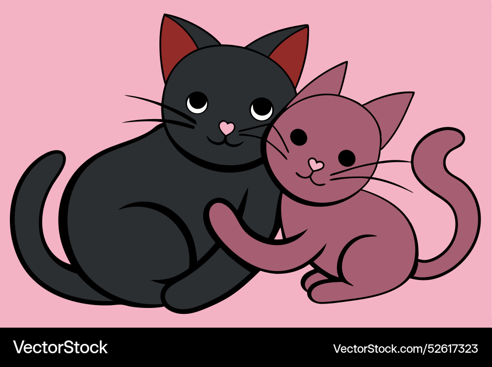 Cat hug a kitten silhouette f Royalty Free Vector Image